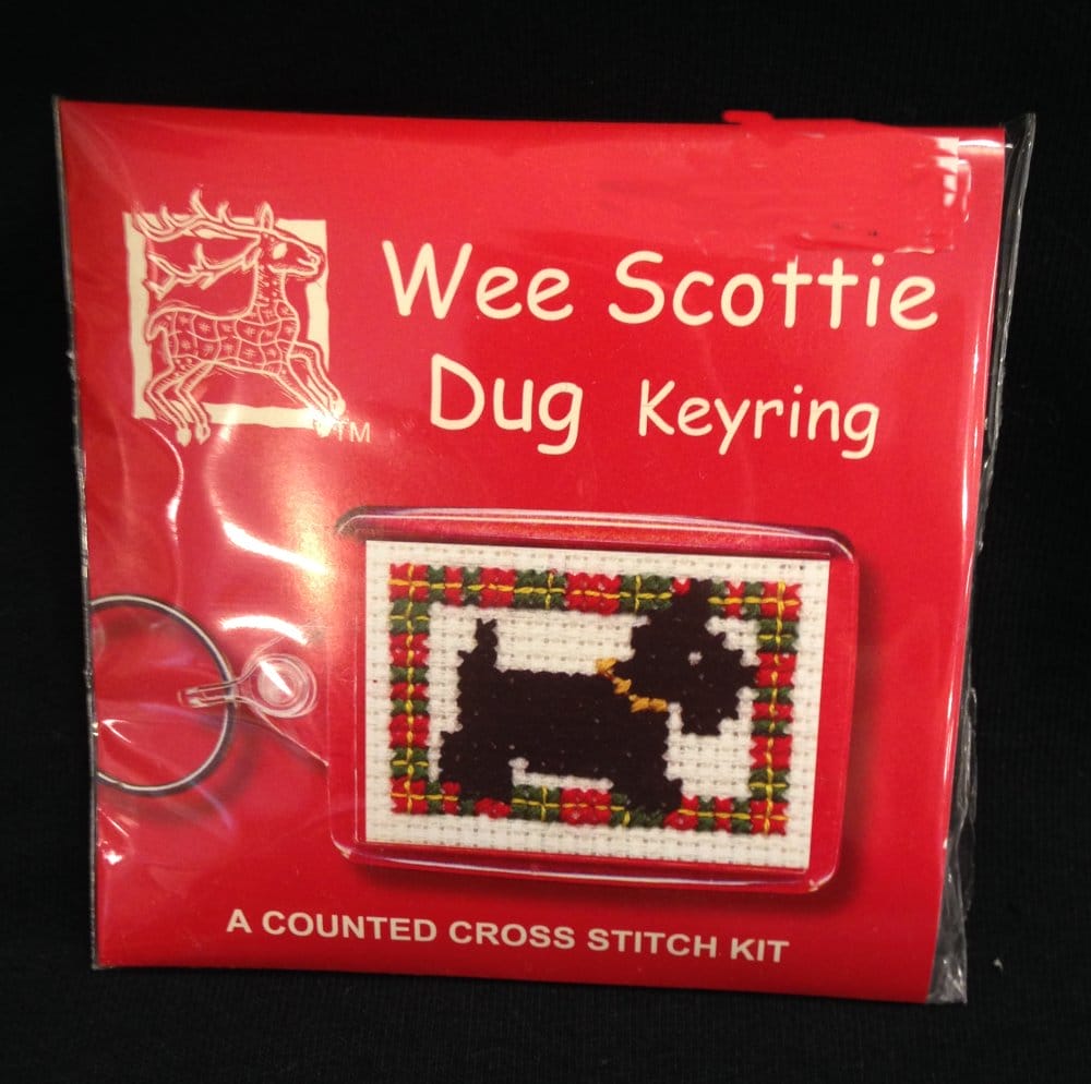 Cross Stitch - Keyring Wee Scottie Dog - Loch Ness Gifts