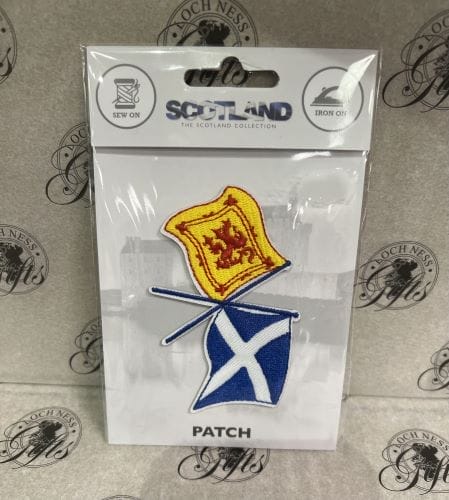 Embroidered Patch - Twin Flags Saltire and Lion Rampant - Loch Ness Gifts