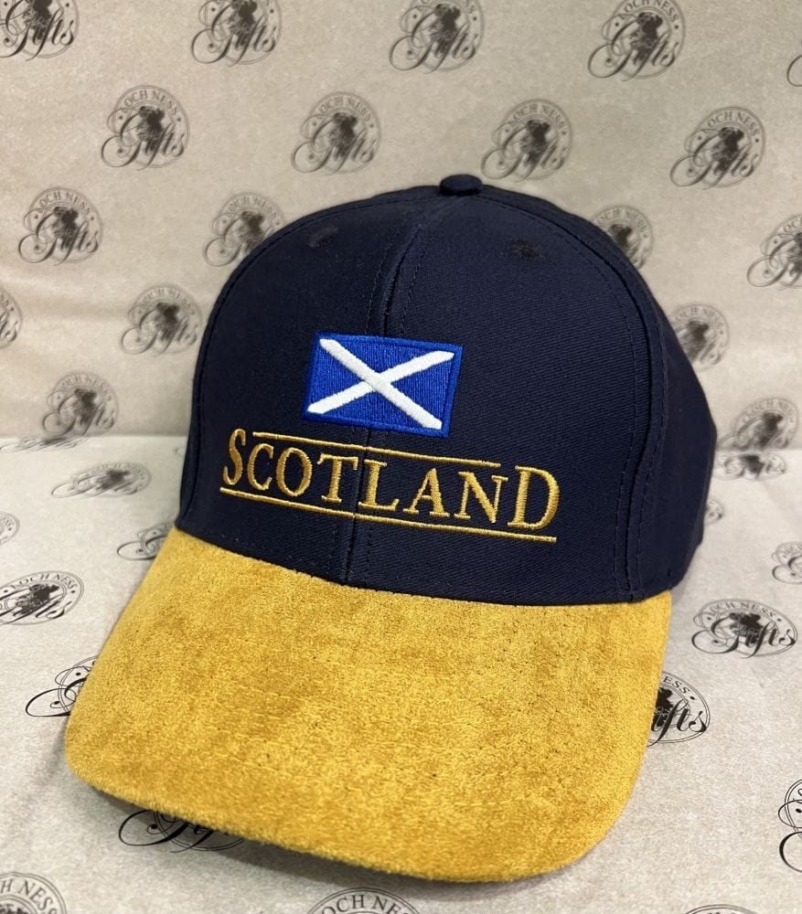 Hat - Baseball Cap Scotland Gold and Saltire - Loch Ness Gifts